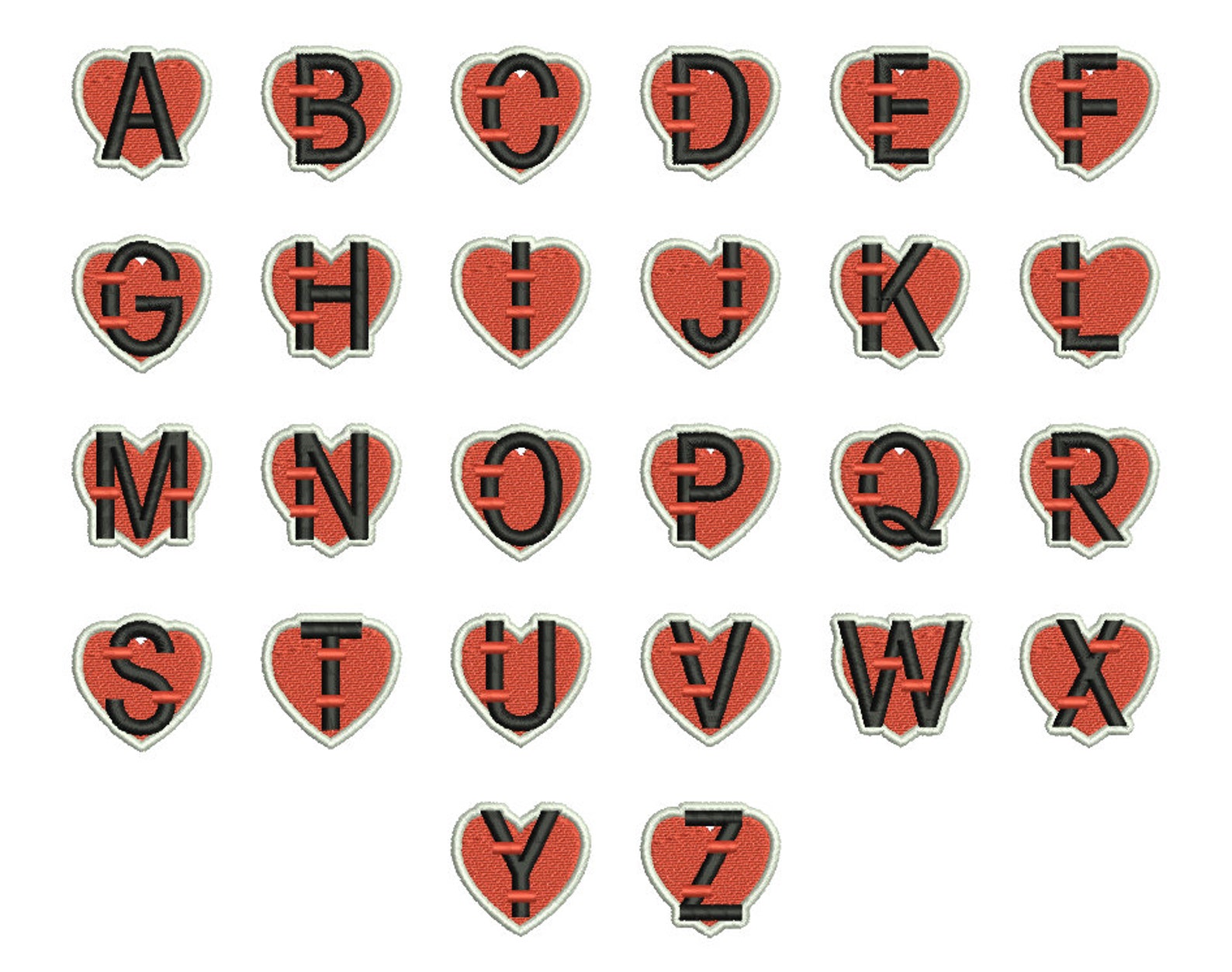 Custom heart-shaped letter embroidered patch tiny heart | Etsy