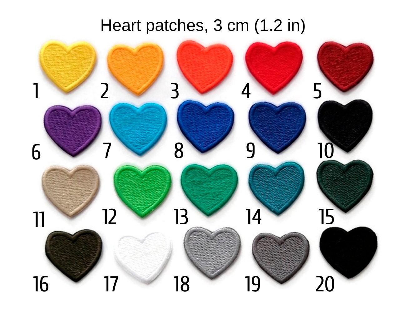 Set of Heart Shaped Embroidered Patches 2 Pcs. 5 Pcs. 10 | Etsy