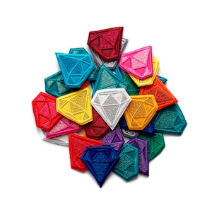 Set of Diamond Shaped Embroidered Patches With Shiny Metallic Threads ...