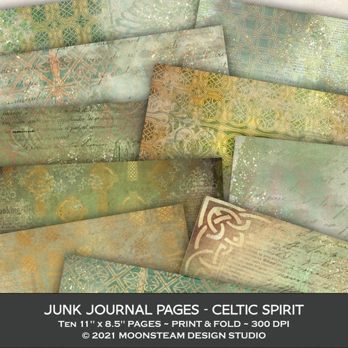 Junk Journal Pages Celtic Spirit Digital Papers St Patricks - Etsy