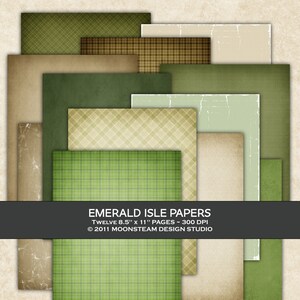 Emerald Isle Digital Paper Pack, St Patricks Day Digital Papers, Green ...