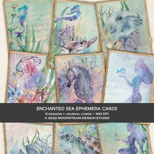 Enchanted Sea Ephemera Pack, Mermaid Journal Cards, Under the Sea ...