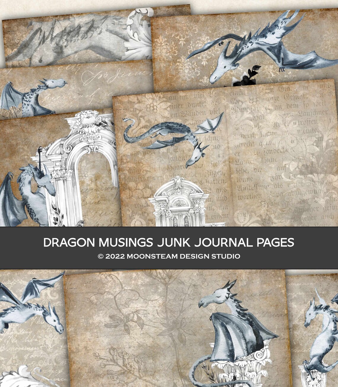 Playful Dragons Journal Pages Digital Dragon Papers - Etsy