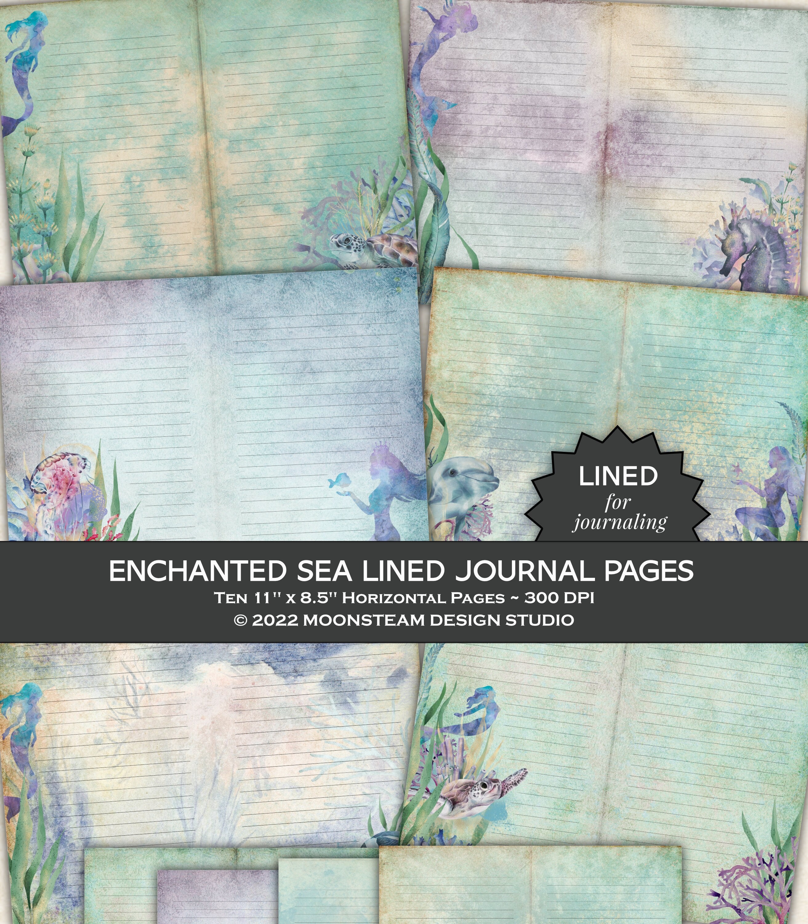 Mermaid Journal Pages, Enchanted Sea, Lined Paper (digital Download) - Etsy