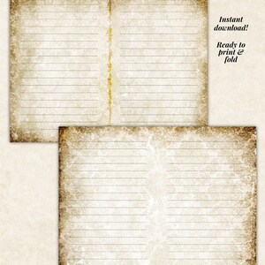 Tea Stained Damask Lined Junk Journal Pages, Tea Dyed Distressed ...