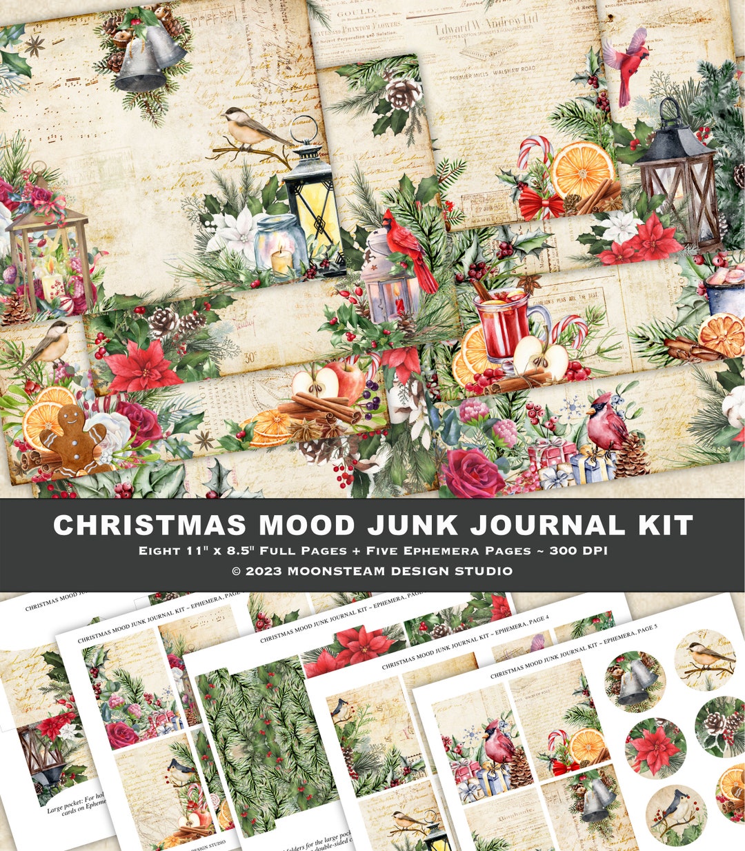 Christmas Junk Journal Kit, Cozy Holiday Ephemera (digital Download) - Etsy