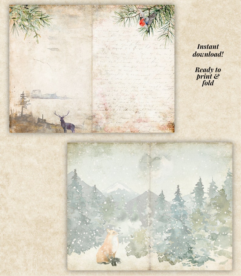 Winter Junk Journal Printable Kit, Papers and Ephemera, Forests ...