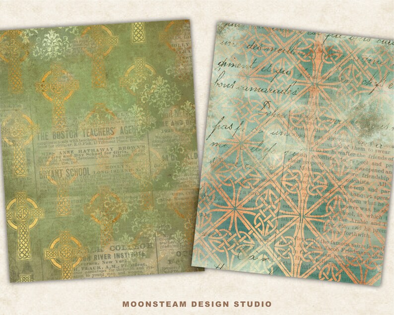 Celtic Digital Paper Pack, Irish Scrapbook, Junk Journal (8.5x11, JPG ...