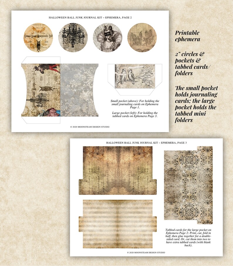 Junk Journal Printable Kit Halloween Ball Theme Papers and - Etsy