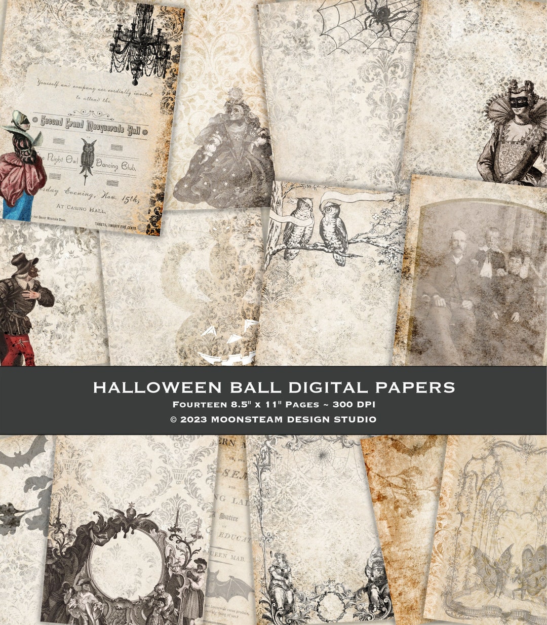 Halloween Masquerade Ball Digital Paper Pack (8.5x11 Inch) - Etsy