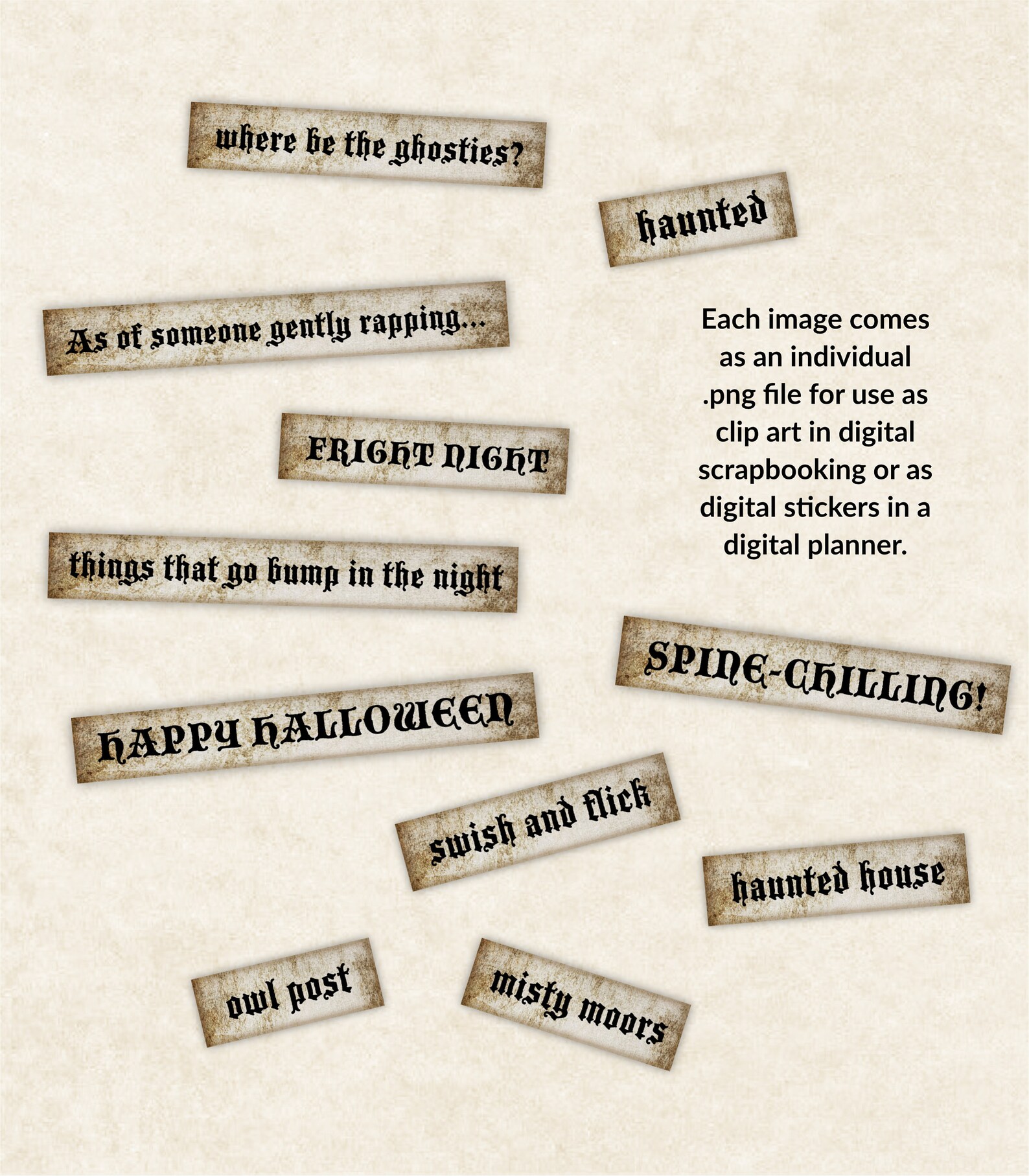 Halloween Journal Words, Gothic Ephemera, Printable Quotes (digital ...