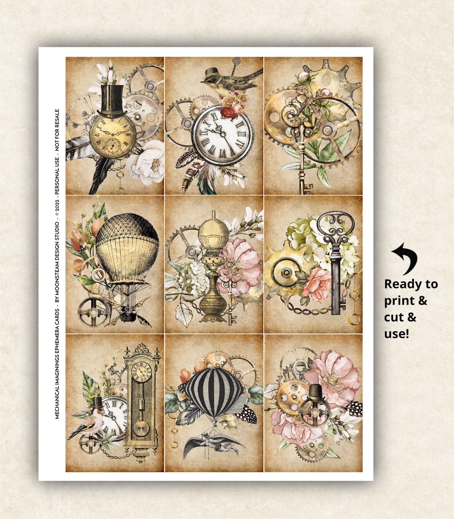 Mechanical Imaginings Ephemera Pack Steampunk Ephemera Cards | Etsy