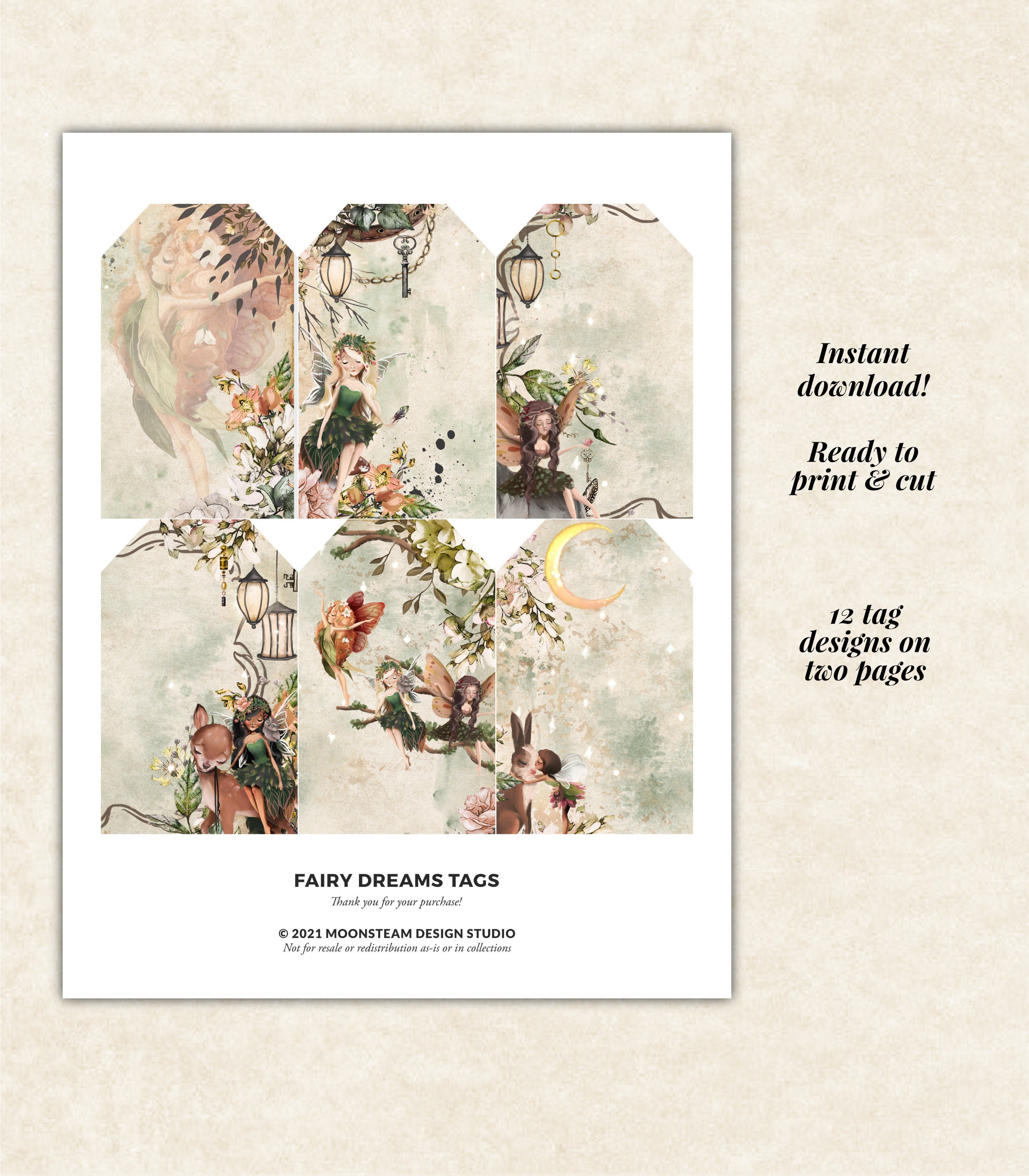 Fairy Dreams Etiquetas, Fairy Collage Sheets, Fairy Junk Journal ...