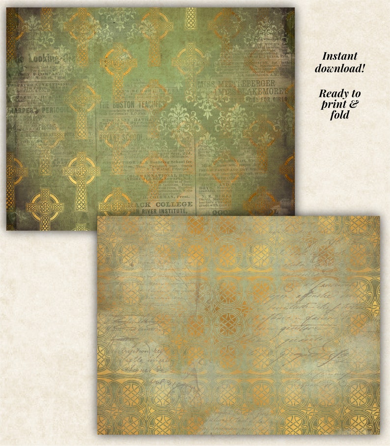 Junk Journal Pages, Celtic Spirit Digital Papers, St Patricks Day ...