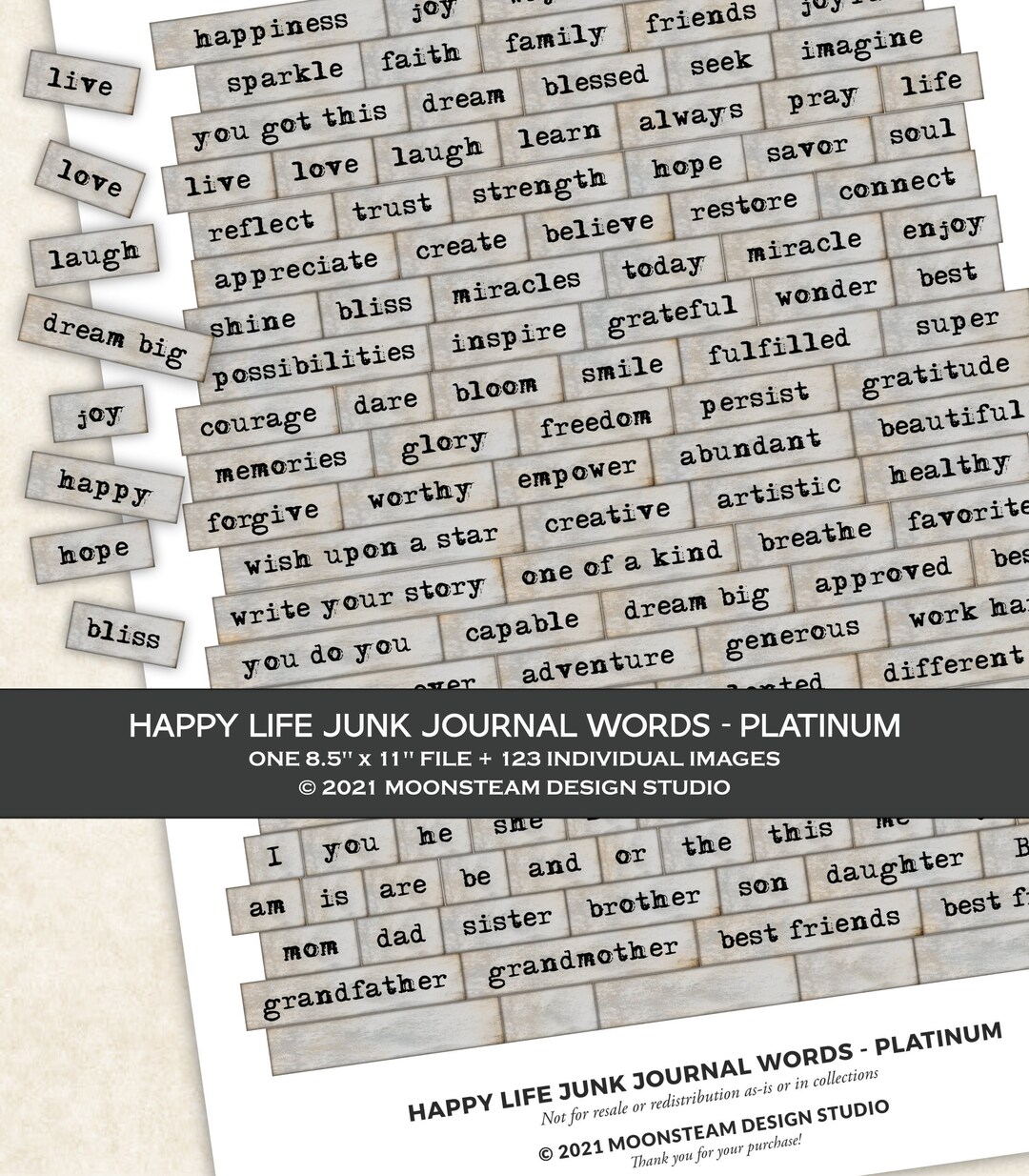 Gray Journal Words, Inspirational Quotes, Vintage Ephemera, Digital ...