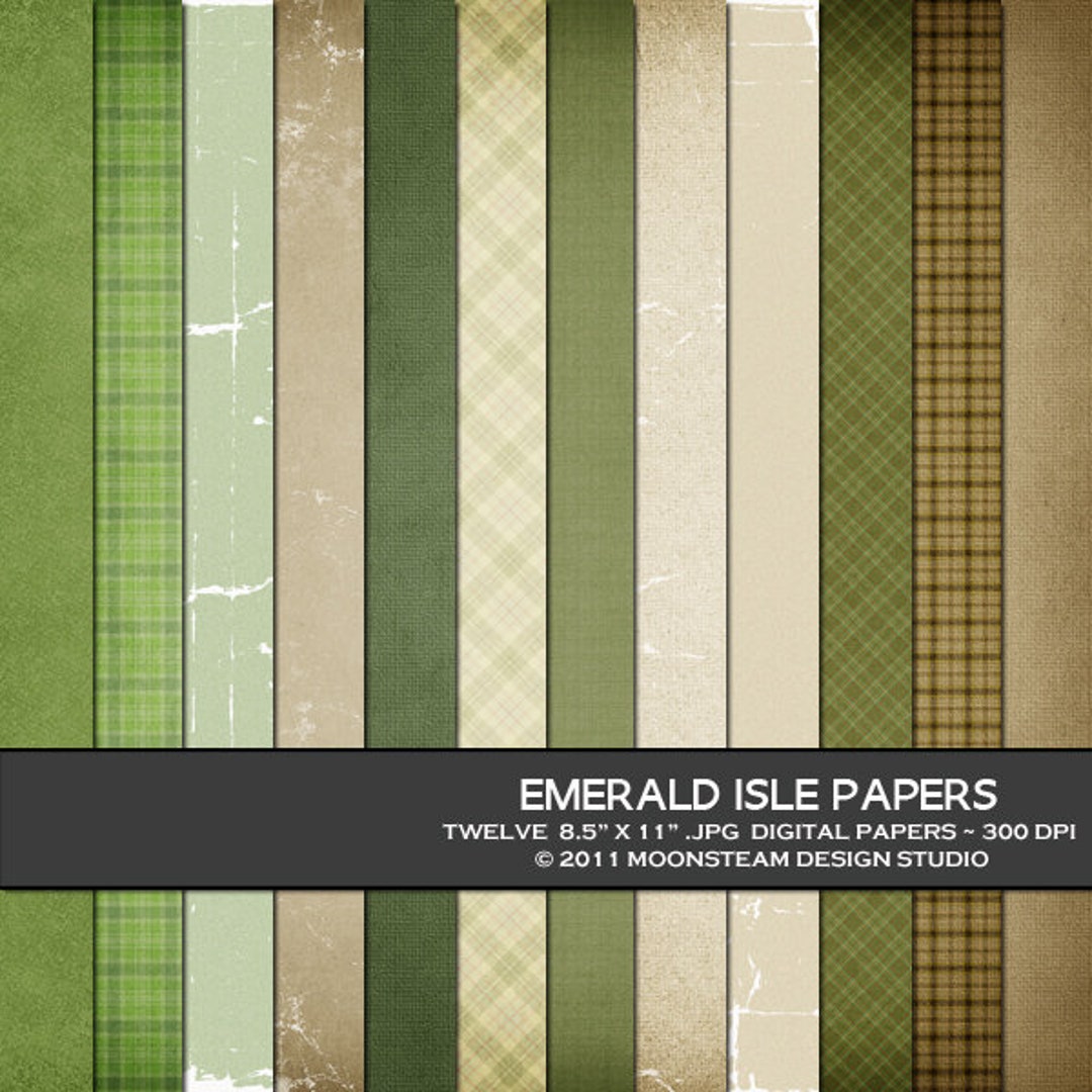 Emerald Isle Digital Paper Pack, St Patricks Day Digital Papers, Green ...
