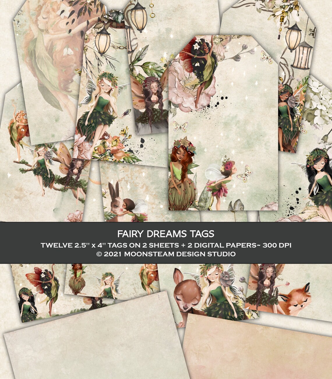 Fairy Dreams Tags, Fairy Collage Sheets, Fairy Junk Journal, Fairycore ...
