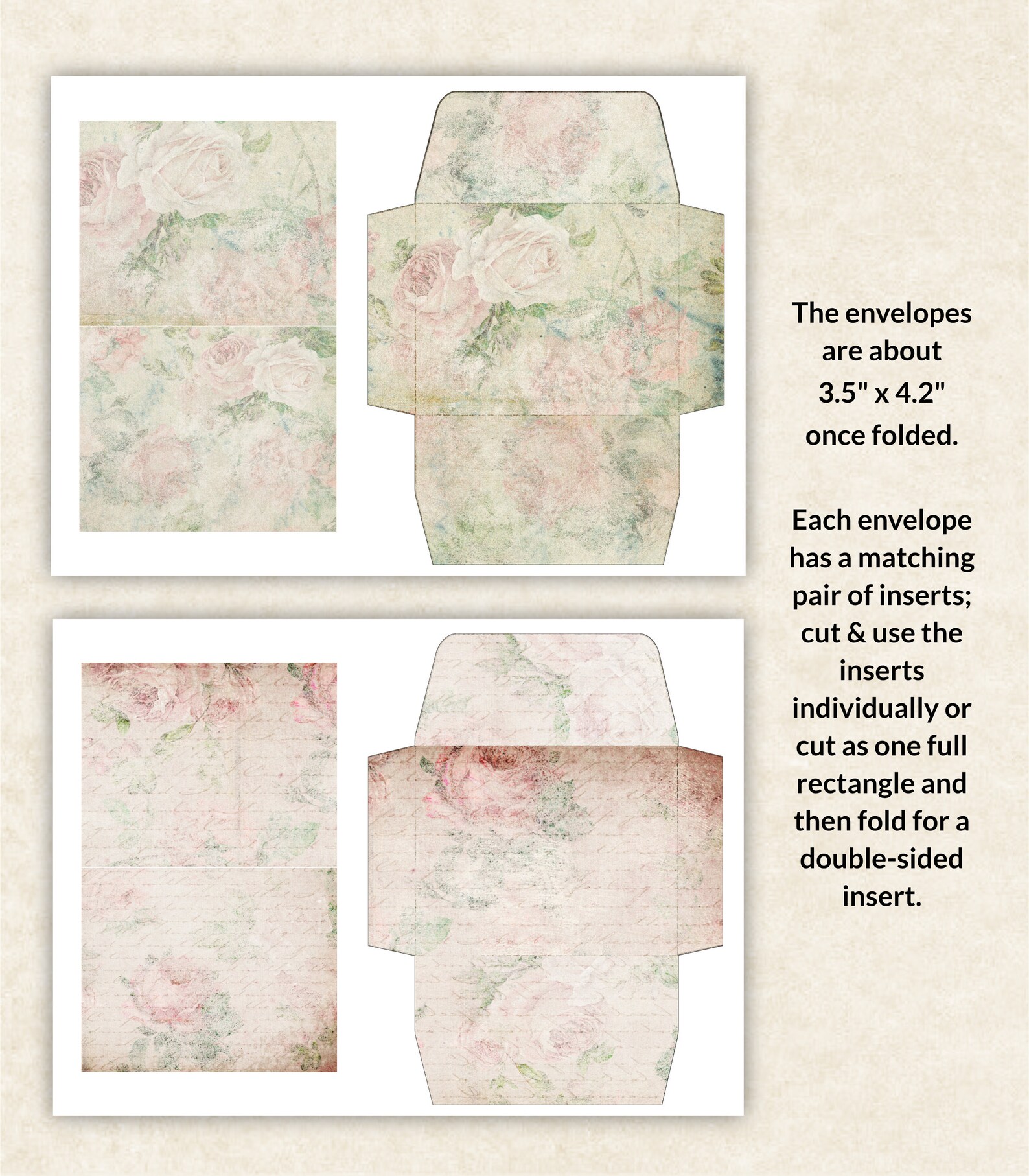 Junk Journal Envelopes With Inserts Shabby Chic Envelopes - Etsy