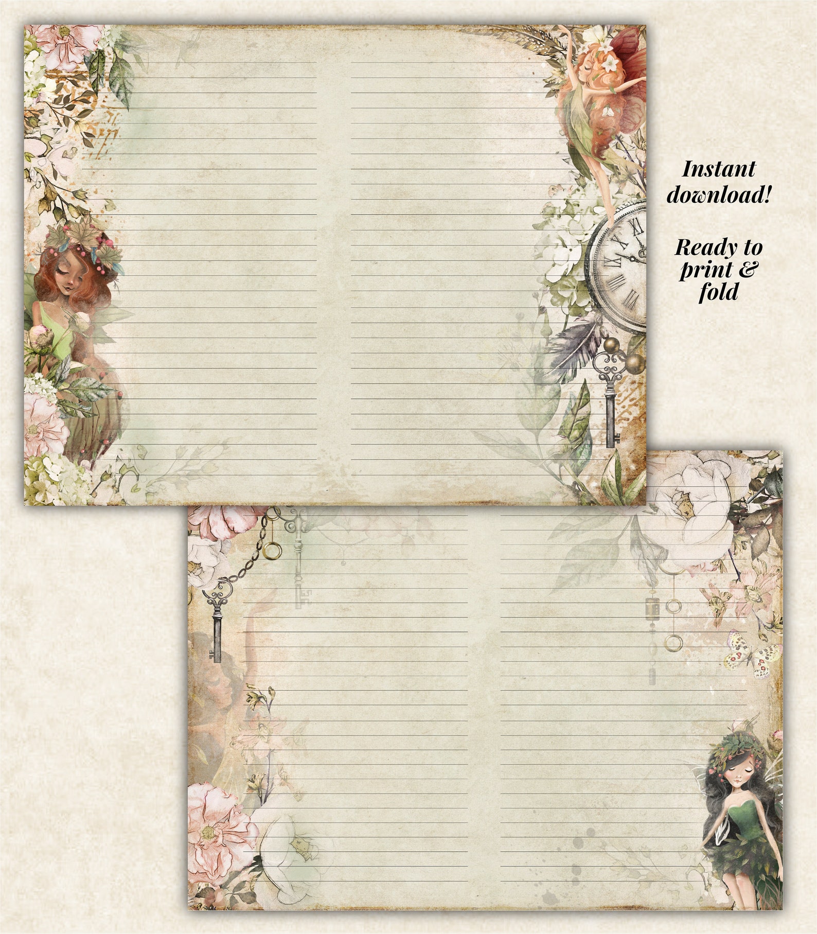 Fairy Dreams Lined Journal Pages, Fantasy Junk Journal, Spring Junk ...