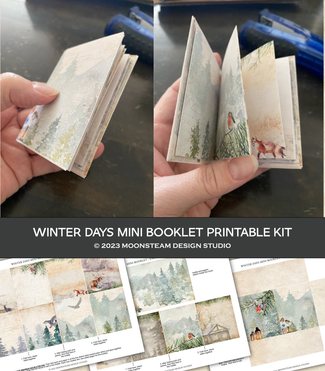 Mini Booklet Kit, Winter Forest, Cozy Junk Journal Kit, Ephemera ...
