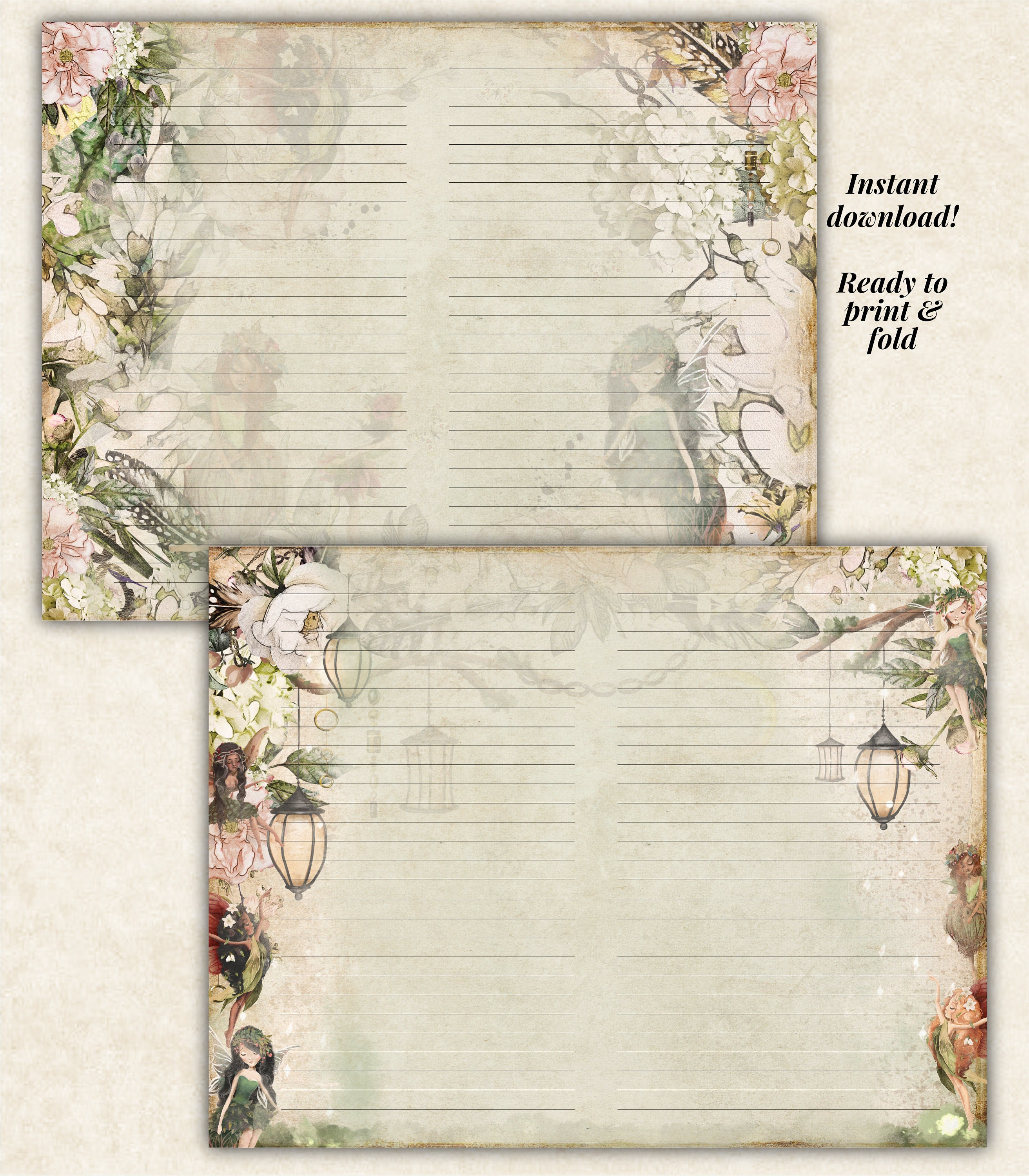 Fairy Dreams Lined Journal Pages, Fantasy Junk Journal, Spring Junk ...