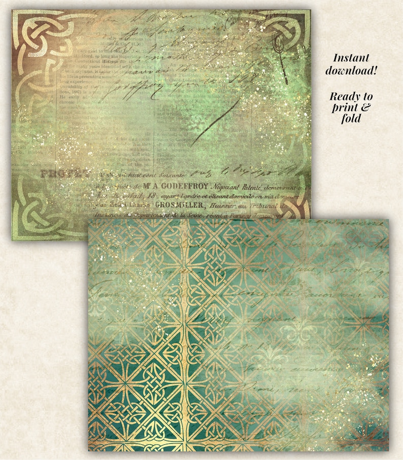 Junk Journal Pages, Celtic Spirit Digital Papers, St Patricks Day ...