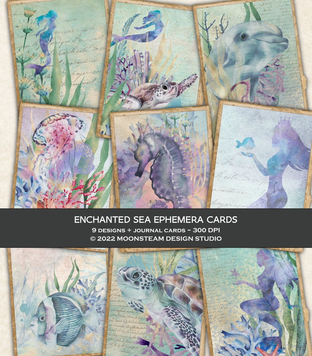Enchanted Sea Ephemera Pack, Mermaid Journal Cards, Under the Sea ...