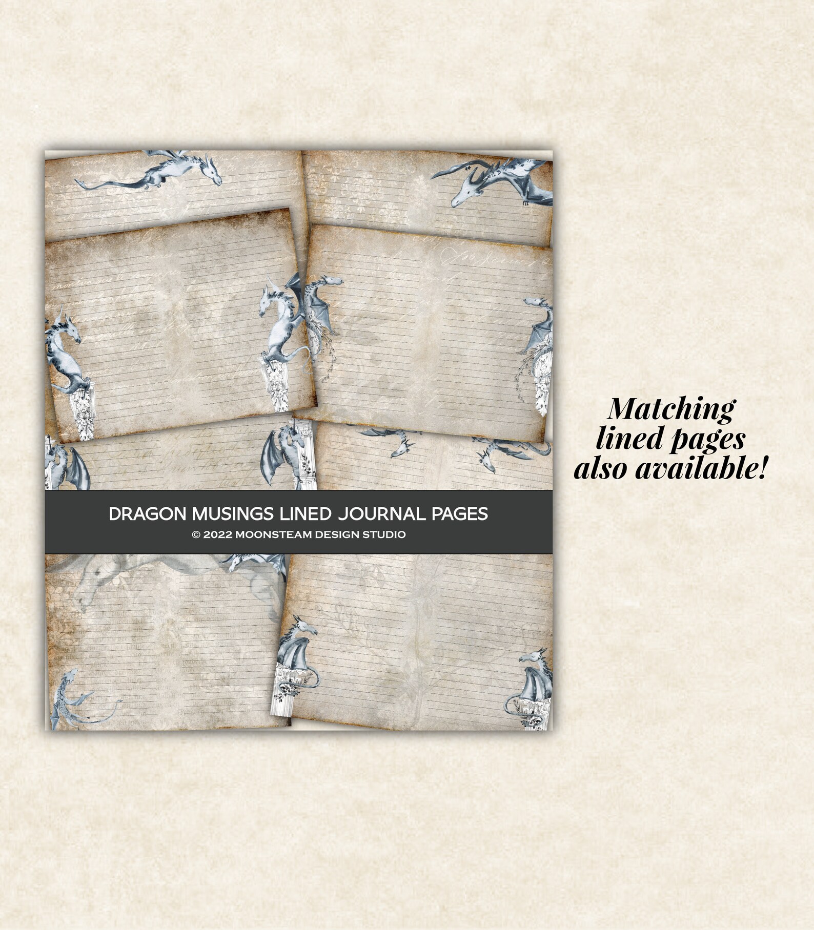 Playful Dragons Journal Pages Digital Dragon Papers - Etsy