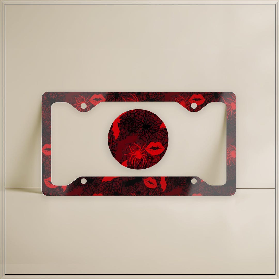 Gothic Kiss Lips & Bats License Plate Frame: Spooky Halloween Car Decor ...