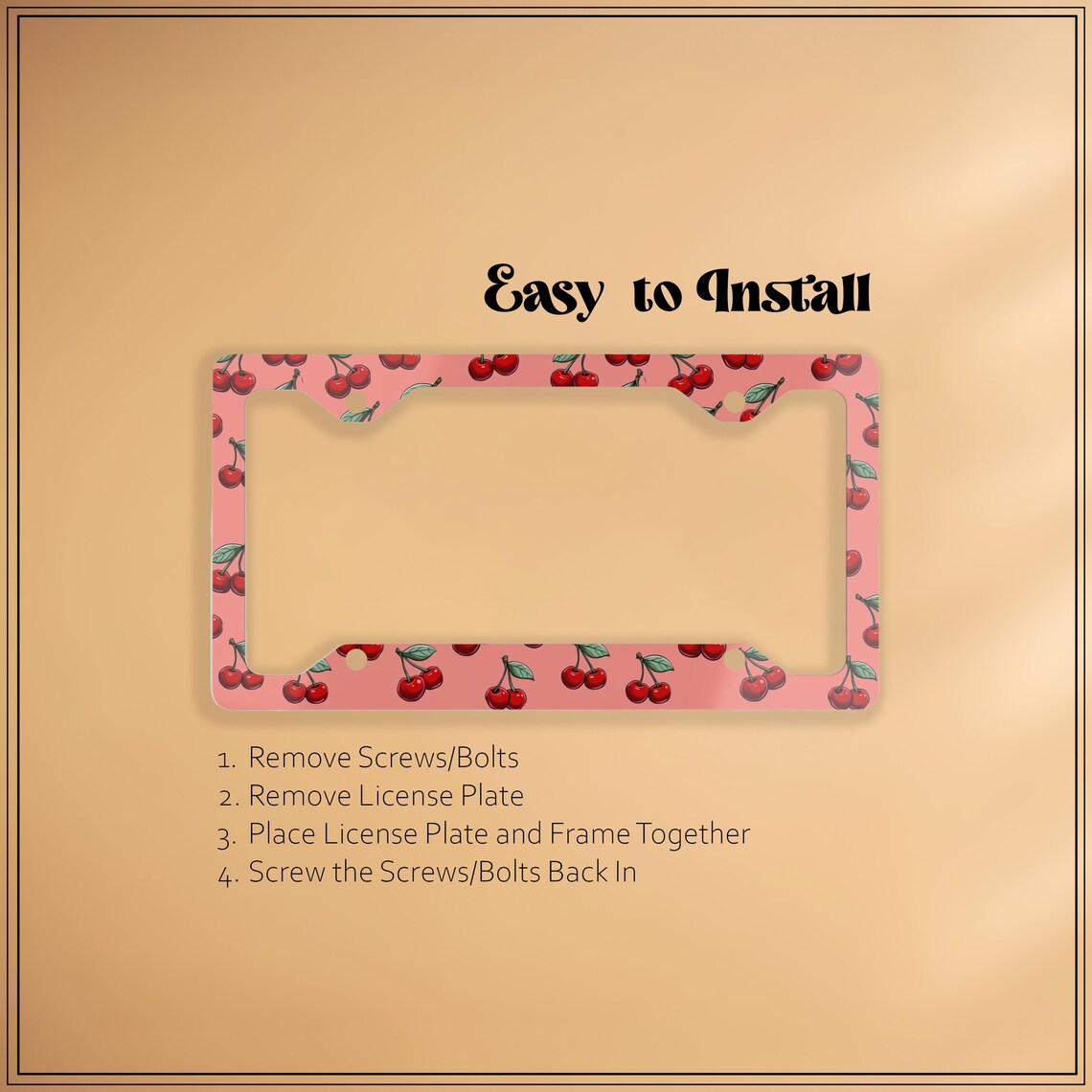 Cherry License Plate Frame, Pink Car Accessories - Etsy