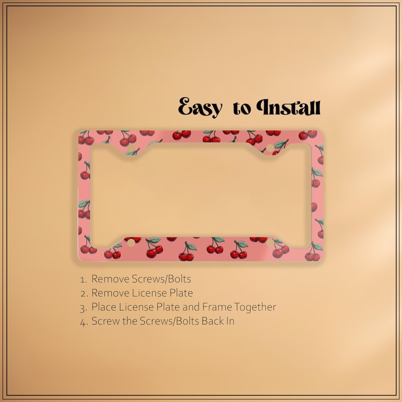 Cherry License Plate Frame, Pink Car Accessories - Etsy
