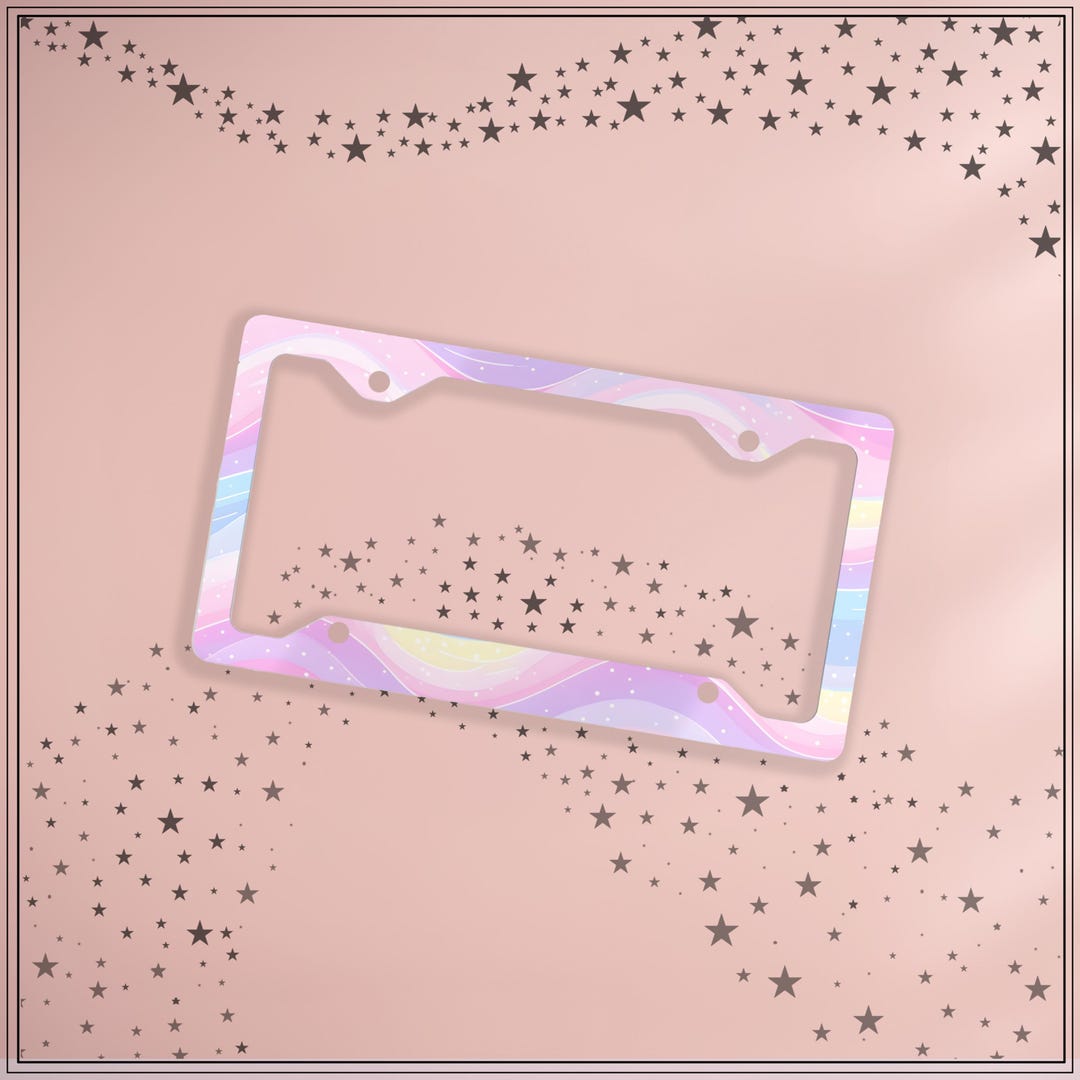 Cute License Plate Frame in Wavy Pastel Colors, Modern Car Accessories ...