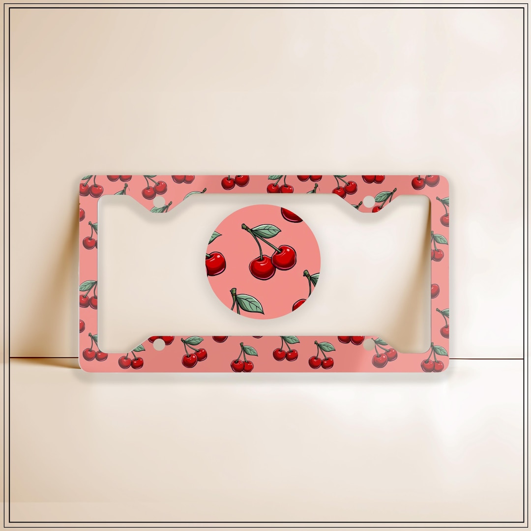 Cherry License Plate Frame, Pink Car Accessories - Etsy