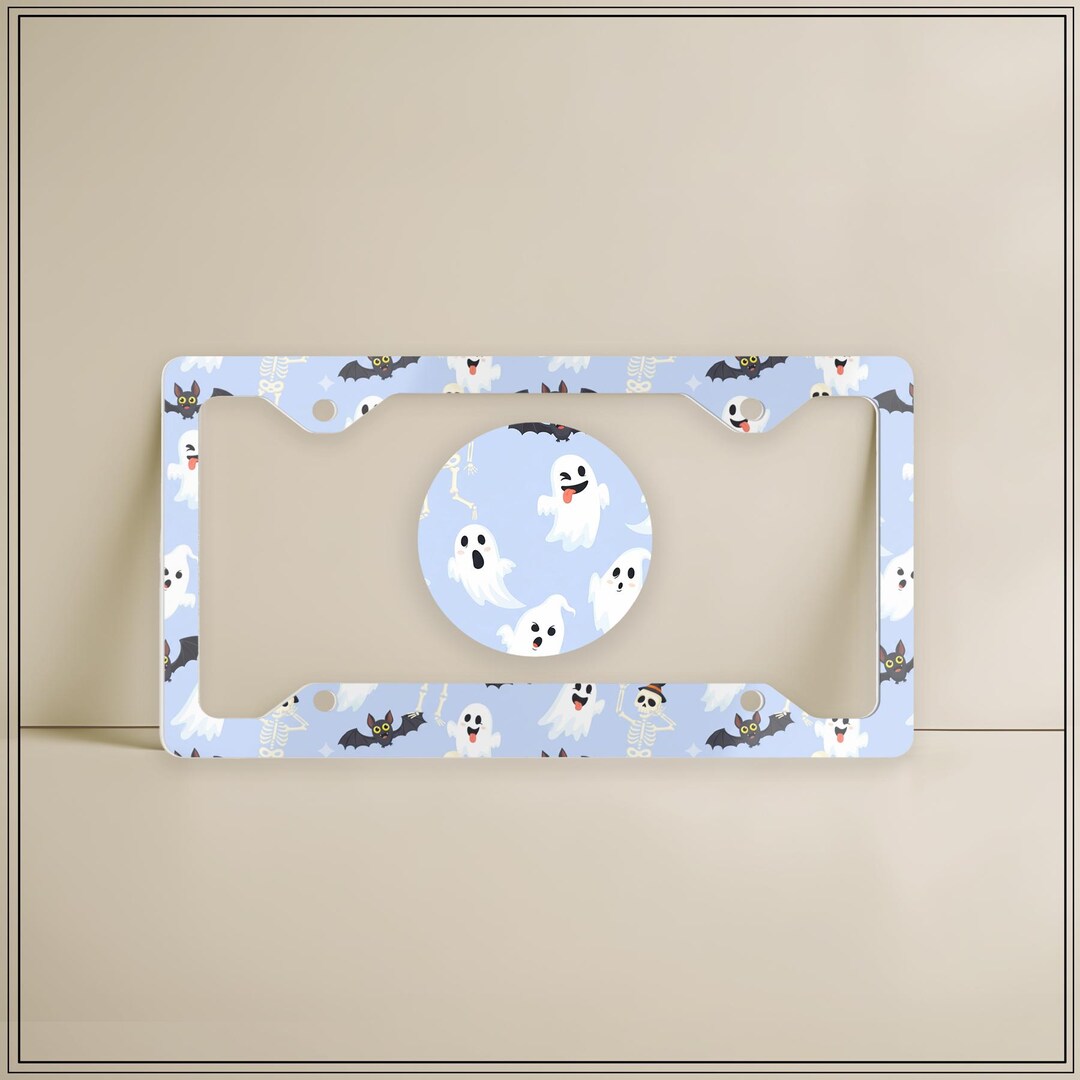 Spooky Ghosts & Skeletons Halloween License Plate Frame: Car Decor - Etsy