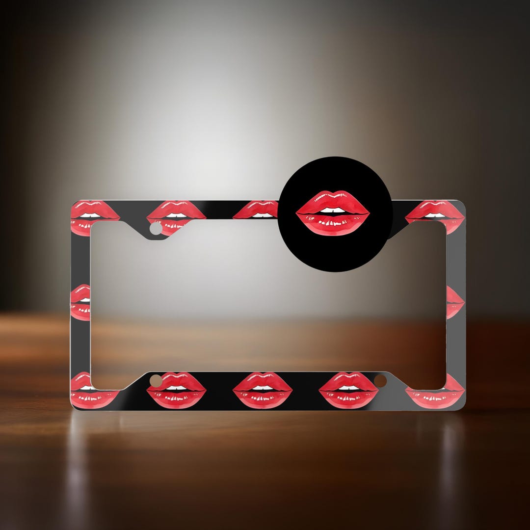 Red Lips Kiss Me License Plate Frame – Fun Car Accessories - Etsy