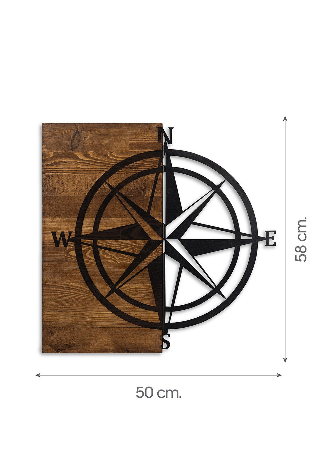Rustic-industrial Compass Wall Art: A Fusion of Wood and Metal - Etsy