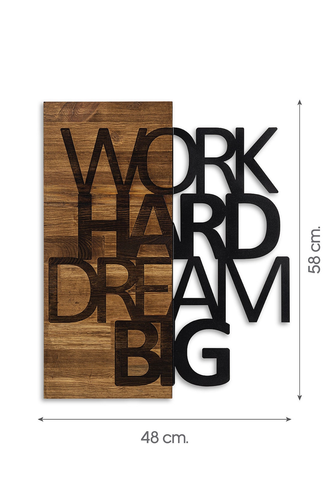 Work Hard Dream Big Metal Wall Art - Inspirational Quote Wall Hanging ...