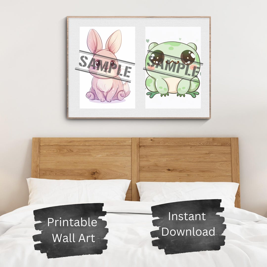 Kawaii Animals Wall Art | Cute Pastel Animal Prints | Cat Bunny Bear ...