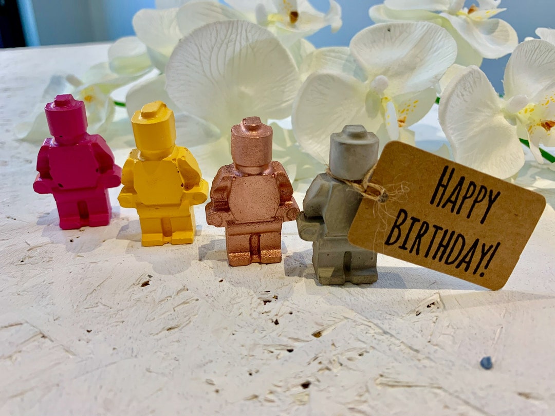 Concrete Robot Man With Happy Birthday Tag Concrete Gift Gift for Him ...