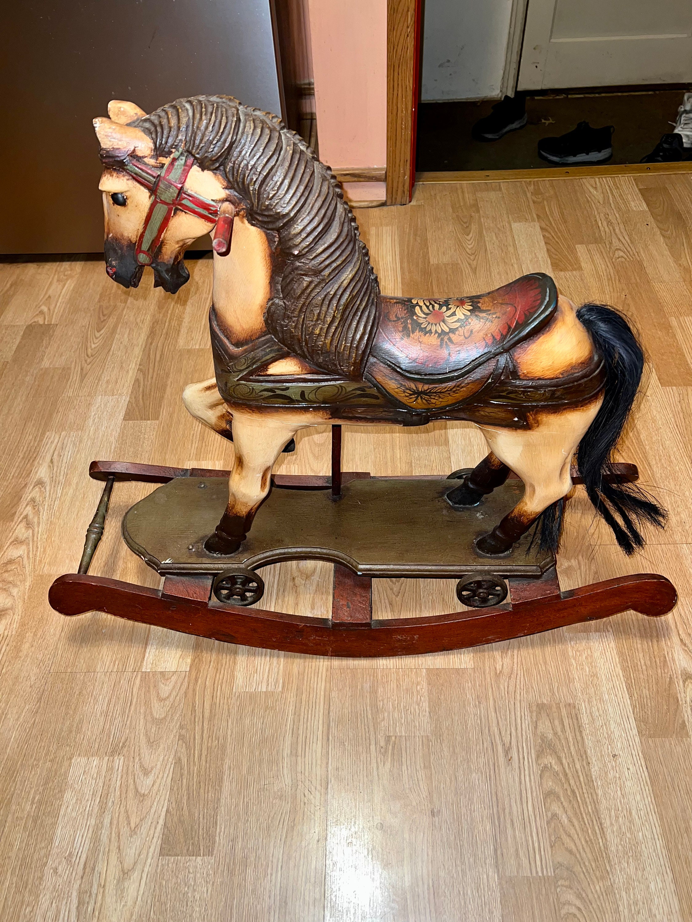 Antique Hand Painted Rocking Horse - Etsy