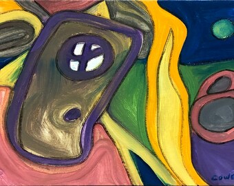 Original Vintage Framed ABSTRACT OIL PAINTING by Jeff Cowell - Etsy