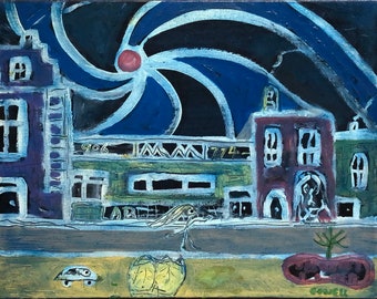 Original Vintage Framed ABSTRACT OIL PAINTING by Jeff Cowell - Etsy