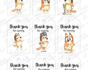 Cartoon Dog, Bingo, Bluey, Chilli Thanks for Coming Gift Tags - Etsy