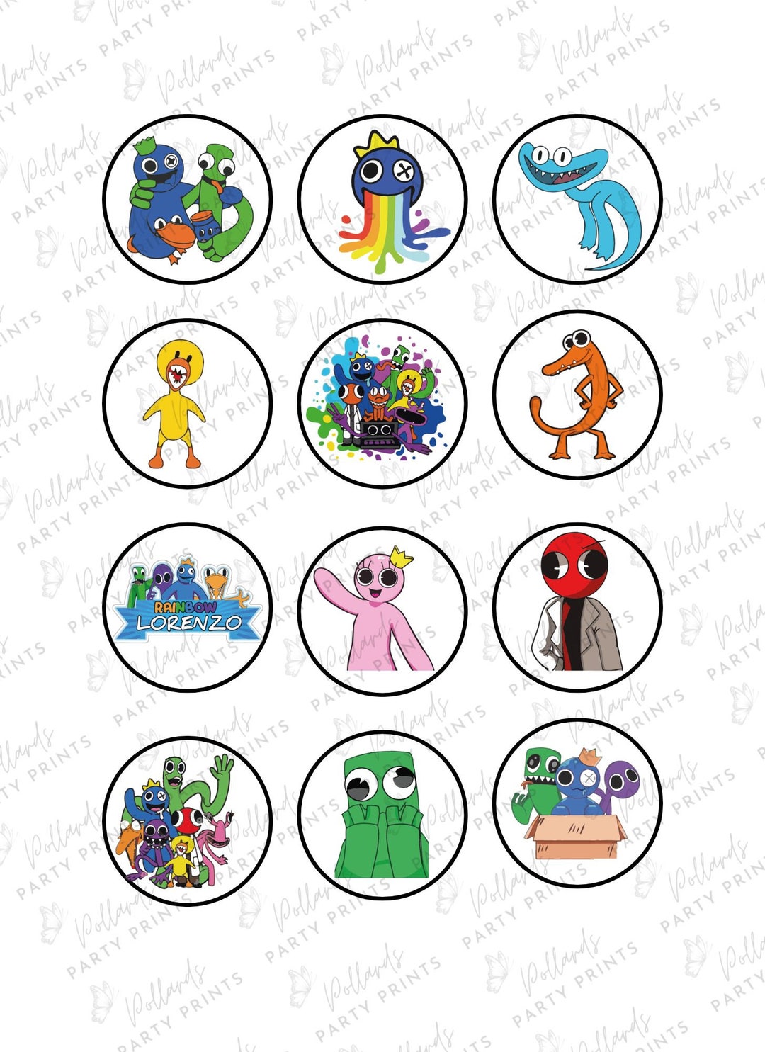 Rainbow Friends Cupcake Toppers - Etsy