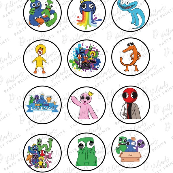 Rainbow Friends Cupcake Toppers - Etsy