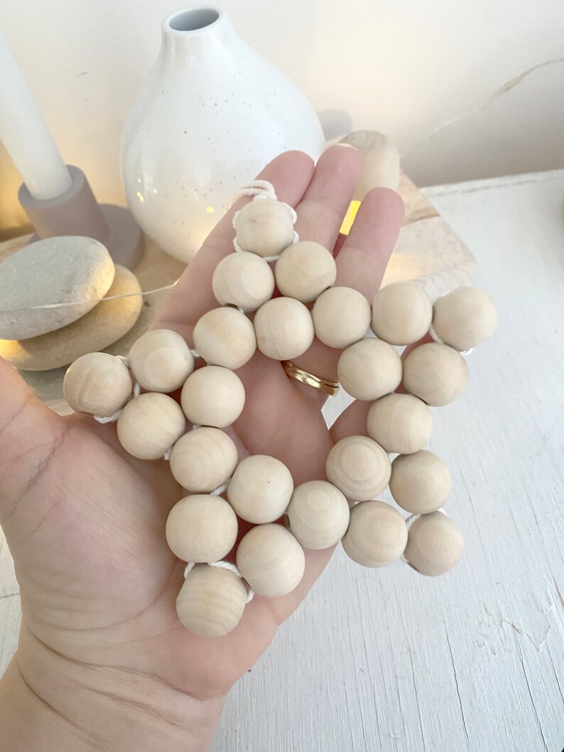 Wood Bead Home Decor Wood Bead Star Garland Decorative - Etsy