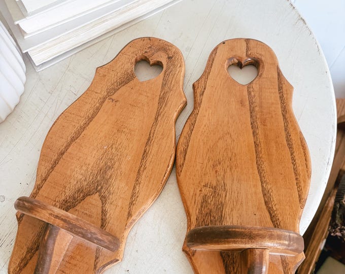Farmhouse Wood Shelves With a Heart Cut Out, Primitive Wall Decor ...