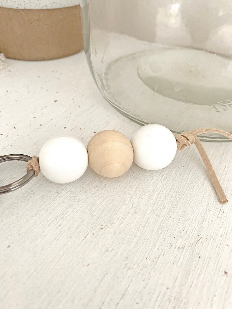 Boho Keychain Beach House Gift Wood Bead Keychains Beaded - Etsy