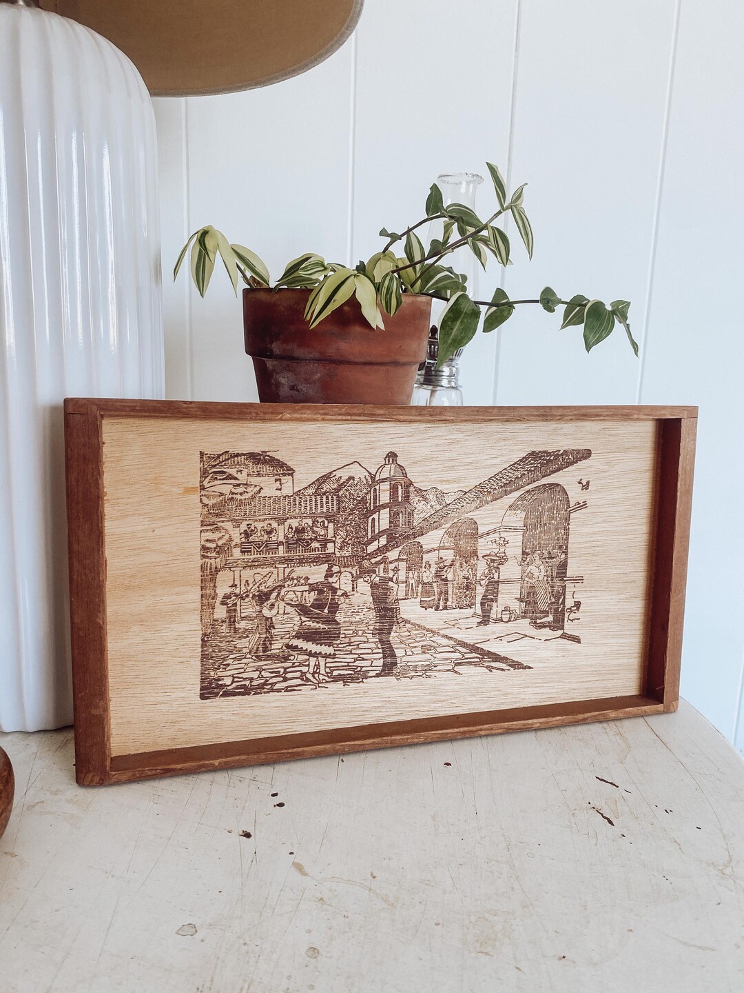 Vintage CA Redwood Lumber Serving Tray, Folk Dancer Scene, Vintage Home ...