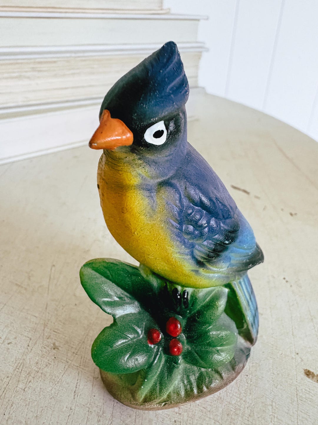 Vintage Ceramic Blue Bird Figurine, Shelf Accent Trinket, Curio Shadow ...